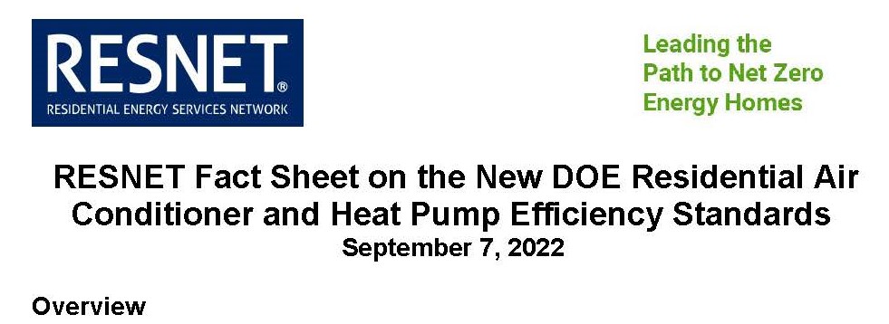 New Fact Sheet: New DOE Residential AC and Heat Pump Efficiency ...