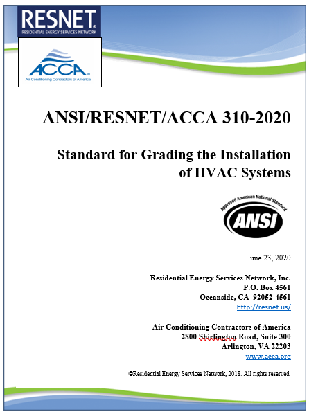RESNET/ACCA Standard Rating Performance of HVAC Systems ANSI Approved ...
